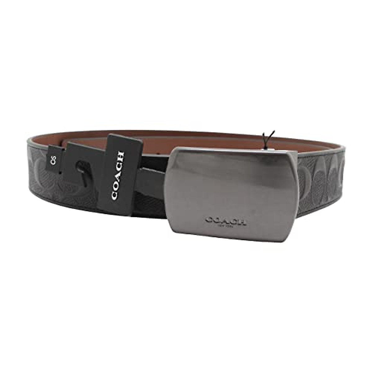 Coach Men's Plaque Buckle Cut-To-Size Reversible Belt, 38mm