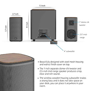 KEiiD 2.1 Bluetooth Computer Speakers with Wireless Subwoofer and Wireless Touchpad Control for Desktop Laptop PC Stereo Gaming Speakers, 4 EQ Modes, Aesthetic Style, 2025 New Model