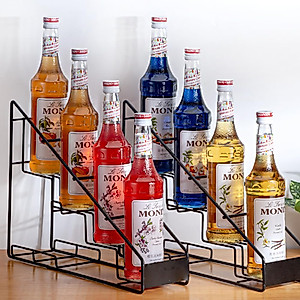 Bsenogou Coffee Syrup Rack for Coffee Bar Accessories, Coffee Bar Organizer Holds 4 Bottles, Kitchen Coffee Bar Wine Sugar Dressing Display Stand Rack