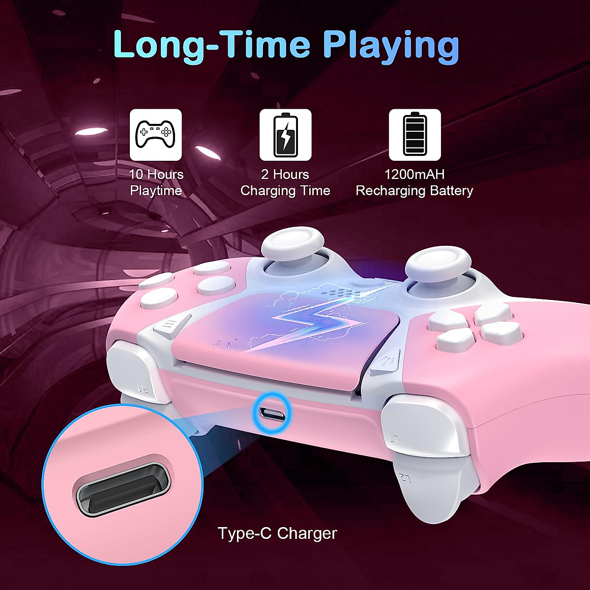 OUBANG for PS4 Controller, Pink Game Remote for Elite PS4 Controller with Turbo, Steam Gamepad Work with Playstation 4 Controller with Back Paddles, Scuf Controllers for PS4/Pro/Silm/PC/IOS/Android