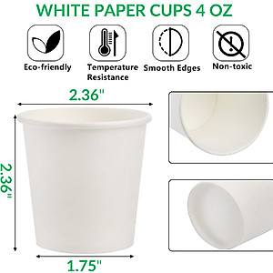 Lakesstory 50 Pack 4 oz. White Paper Disposable Cups – Hot and Cold Beverage Drinking Cup for Water, Juice, Coffee or Tea – Ideal for Water Coolers, Party, or Coffee On the Go’