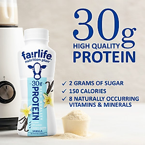 Fairlife Protein Shakes Chocolate and Vanilla Drink Nutrition Plan 6 Pack, 11.5 Ounces 30g of Protein In The Award Box Packaging