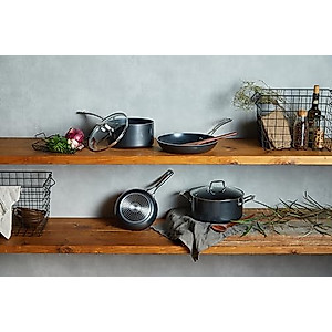 Kyocera Ceramic Cooking Pot with Ceramic Non-Stick Coating 24 cm PFAS/PTFE Free Stainless Steel Handles Suitable for All Hob Types Includes Glass Lid CSTP-09