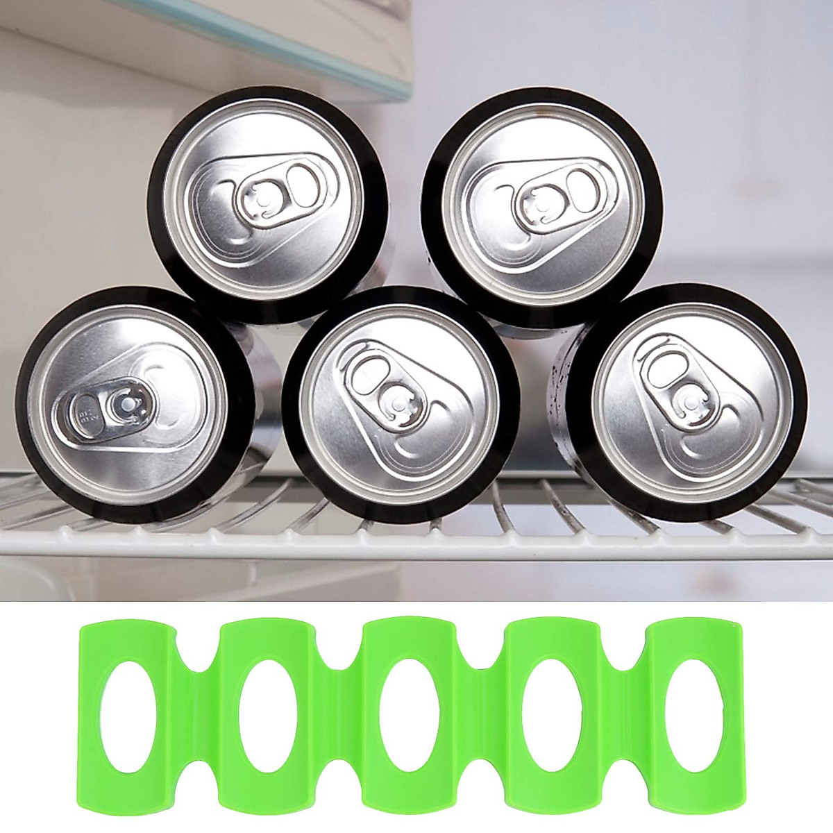 DOITOOL Foldable Water Bottle 2pcs Bottle Stacking Mat Foldable Silicone Bottle and Can Stacker Can Holder Rack Space Saver Organizer for Refrigerator Pantry Countertop Cabinet Green Soda Fridge