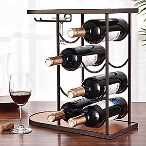 Wine Racks Metal Creative Wine Rack Solid Wood Wine Rack Shelf Goblet Holder Upside Down Wine Rack Can Put 2 Red Wine Glasses 8 Bottles of Red Wine