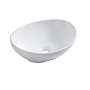Oval Vessel Sink - Sarlai 16"x13" Bathroom Sink Oval Shape Above Counter White Porcelain Ceramic Bathroom Vessel Vanity Sink Art Basin