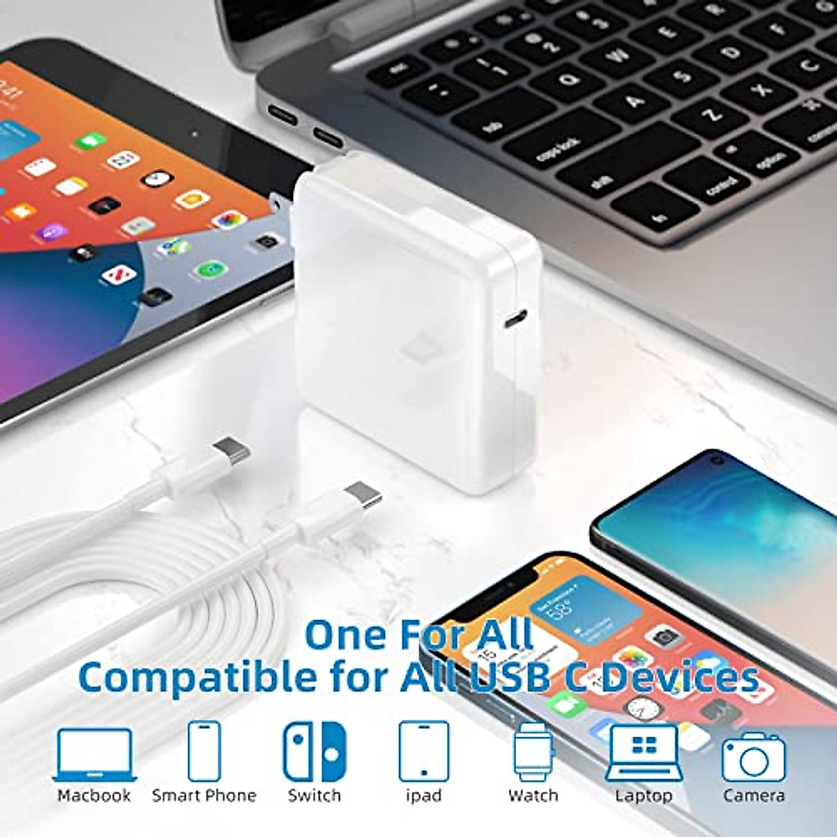Mac Book Pro Charger - 118W USB C Charger Fast Charger for MacBook Pro, MacBook Air, iPad Pro, Samsung Galaxy and All USB-C Devices, 7.2ft USB C to C Cable