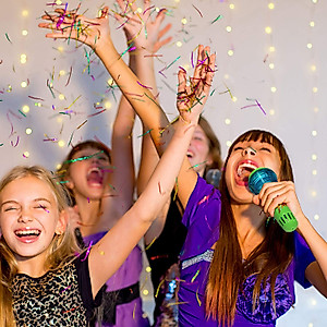 Novelty Place Echo Mic for Kids and Toddlers - Battery-Free Magic Microphone Voice Amplifying Retro Toy for Singing, Speech & Communication Therapy - 10" (Blue & Green)