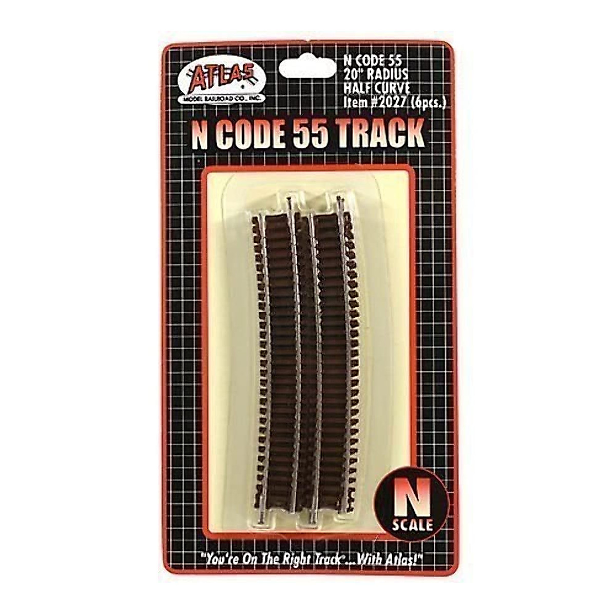N Code 55 Nickel Silver 20" Radius Half Curve Track (6) Atlas Trains