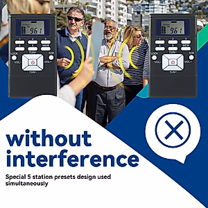 Retekess Wireless Microphone Headset System with 1 TR503 Transmitter and 5 PR13 FM Radio Receiver, Fm Listening System for Church,Training,School(Case of 1 Transmitter 5 Receivers)