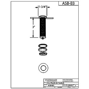 Westbrass ASB-B3-07 Sink Top Waste Disposal Replacement Air Switch Trim Only, Flush Button, Satin Nickel