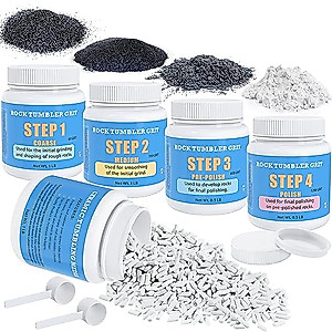KomeStone Rock Tumbler Grits Kit, 4 Lbs, Polishing Grits & Ceramic Pellets Kit, Polish up to 25 Lbs Rocks, Compatible with Any Rocks & Rock Tumlers & Stone Polishers