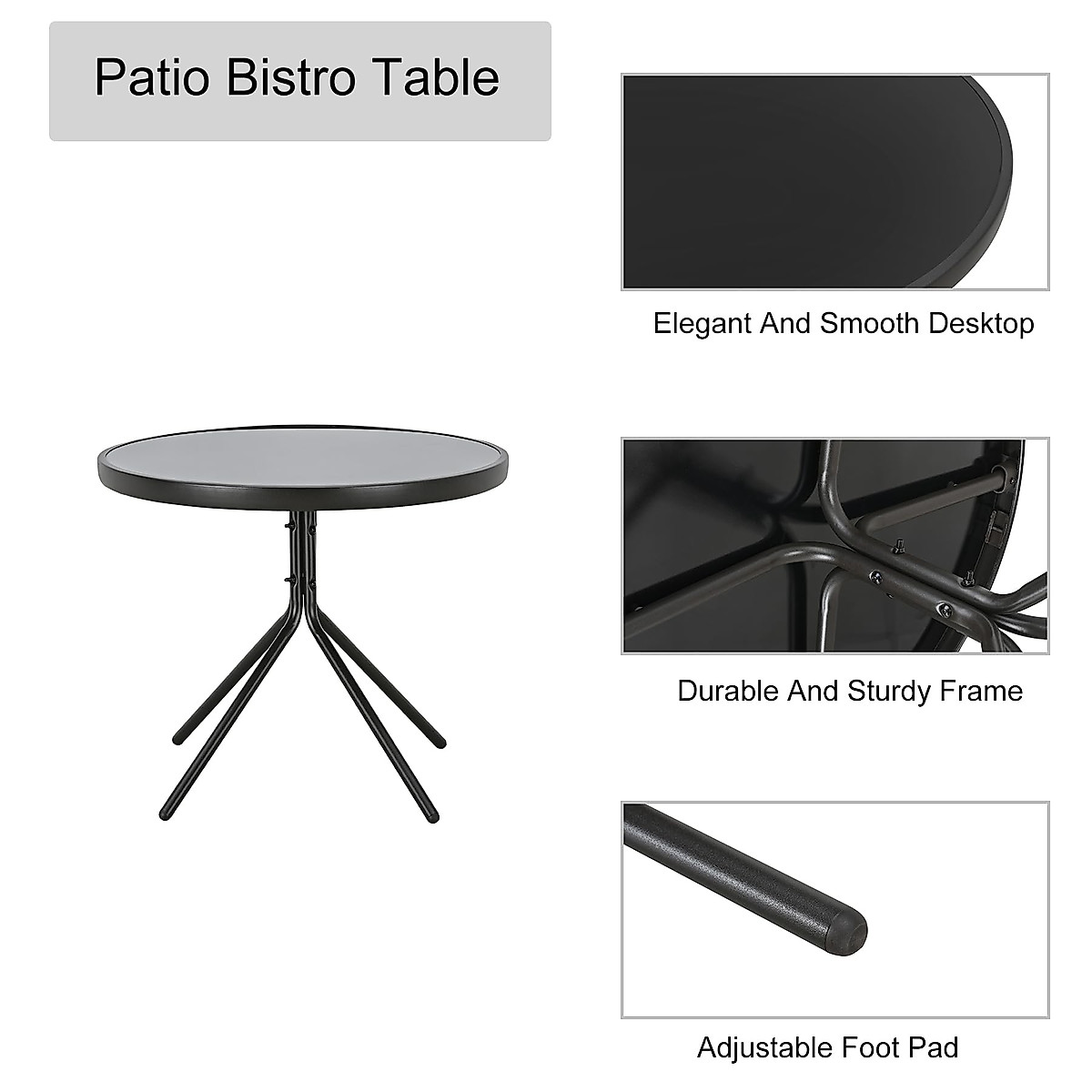 LOKATSE HOME 3 Pieces Outdoor Patio Chaise Lounge Chair Lounger Seating Furniture Set with Cushions and Table, Light Blue