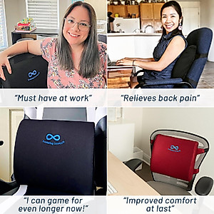 Everlasting Comfort Lumbar Support Pillow for Office Chair Back - Improve Posture While Sitting - Memory Foam Cushion Design for Computer Desk, Car, Gaming, Couch, Recliner