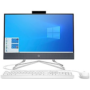 HP 22-Inch Full HD WLED All-in-One PC, Intel Celeron G5900T Dual-Core Processor, 16GB DDR4 RAM, 1TB PCIe NVMe M.2 SSD, Webcam, DVD-RW, Mouse & Keyboard Combo, Windows 10 Home, Blue