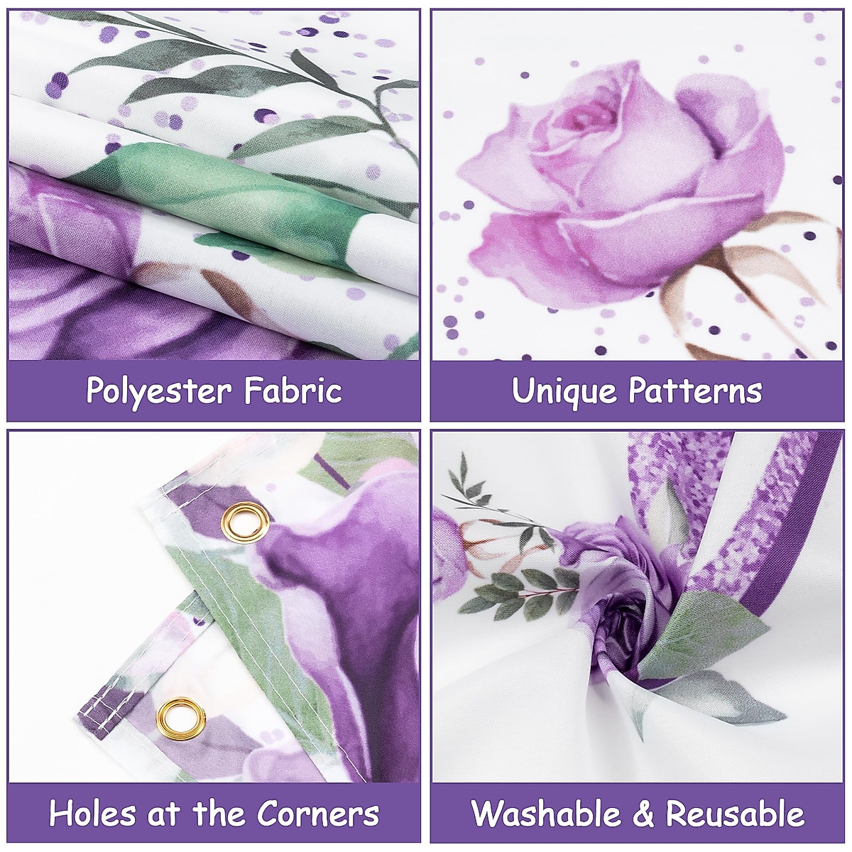 WATINC XtraLarge Miss to Mrs Bridal Shower Backdrop Banner Decorations, Purple Floral Rose Gold Glitters Confetti Decors, Wedding Bride to Be Engagement Party Photo Booth Prop for Indoor Outdoor Wall