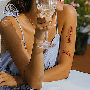 Halloween Body Face Scar Realistic Temporary Tattoos Sticker Paper Waterproof for Fool's Day Fun