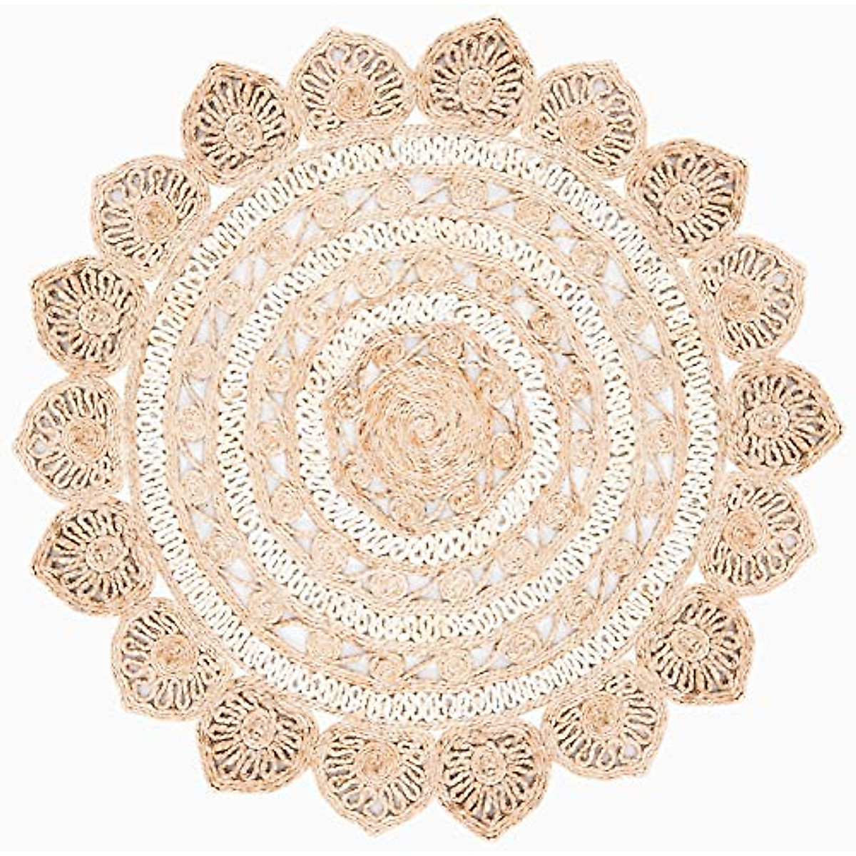 SAFAVIEH Natural Fiber Round Collection 6' Round Ivory NF160B Handmade Boho Charm Farmhouse Jute Area Rug