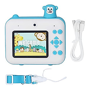 Camera for Kids, Child Selfie Camera Toy with 2.4in LCD Screen, Dual Lens HD 1080P Thermal Printing Camera with Lanyard Boys Girls (Sky Blue)