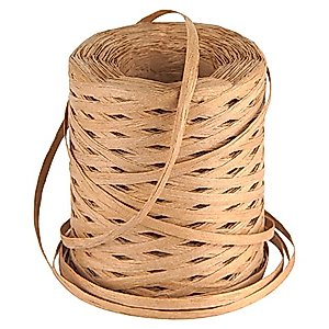 Raffia Ribbon for Gift Wrapping - Cuttte 218 Yards Raffia Yarn for Crocheting, Raffia Paper Ribbons for Craft, Packing Paper Twine Ribbon 1/4 Inch Width (Kraft)