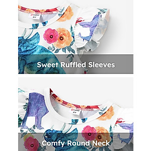 PATPAT Toddler Baby Girl Dress Little Kids Dresses Girls Comfy Ruffle Dinosaur Skirt Sundress 3 Years Old