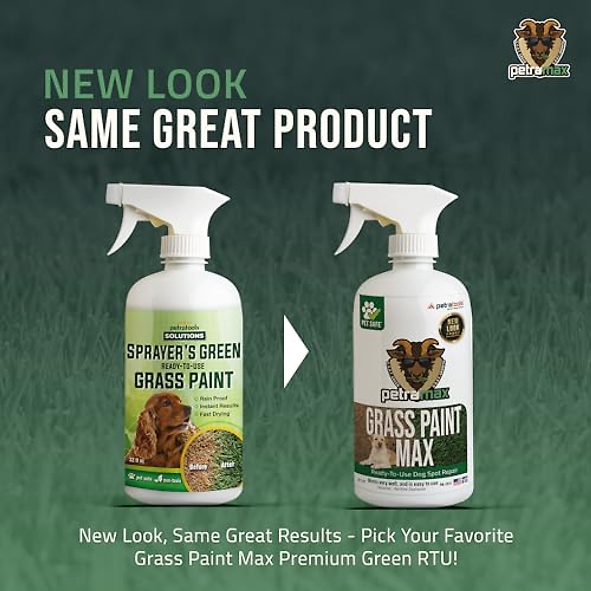 PetraMax Green Grass Paint for Lawn, Ready-To-Use Green Grass Lawn Spray & Dog Spot Repair, Lawn Paint, Spray on Grass, Green Lawn Spray, Green Grass Spray Paint for Lawn Yellow & Urine Spots - 32 oz