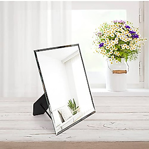 Amazon Brand – Pinzon Frameless Desk Mirror, Rectangle Beveled Edge Table Mirror, Tabletop Vanity Makeup Mirrors for Bathroom Bedroom Desk Stand Wall Hanging, 10.5x13 inch