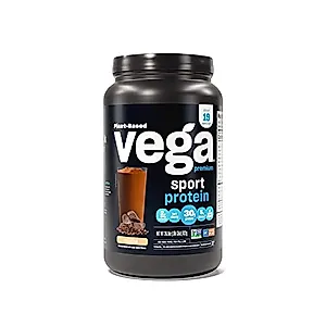 Vega Premium Sport Protein Mocha Protein Powder, Vegan, Non GMO, Gluten Free Plant Based Protein Powder Drink Mix, NSF Certified for Sport, 28.6 oz