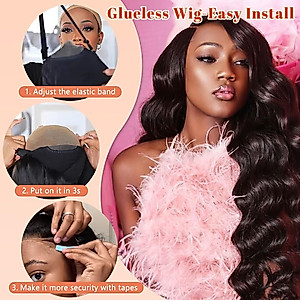 13x6.5 Full Glueless Wigs Human Hair Pre Plucked Pre Cut, Body Wave Lace Front Wigs Human Hair, 3D Dome Cap Ready To Wear Glueless Bleached Knots Lace Front Wig 24 Inch