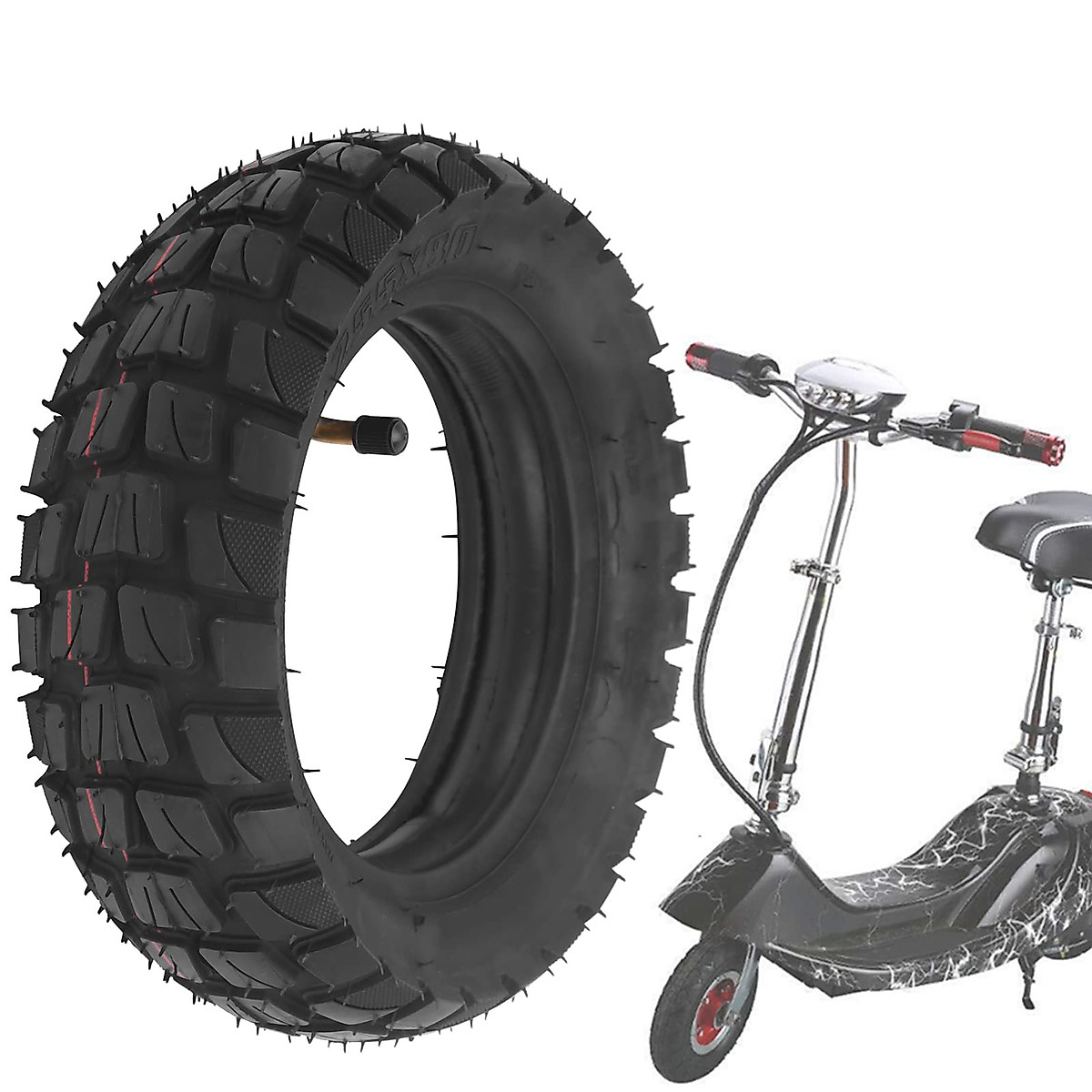 VGEBY Electric Scooter Tire/Wheel, 10in Electric Scooter Tire with Inner Tube Inflatable Rubber Tyre Replacement 255x80 Electric Scooters Equipment
