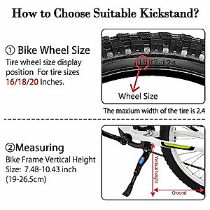 Cyfie Bike Kickstand for 16 18 20 inch Wheel, Adjustable Center Mount Bicycle Kickstand for Kids Bike Aluminum Alloy Children's Kick Stand for 16 18 inch Wheel with 20 22 Inch Sub-Rod