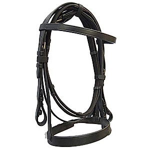 Black Leather Horse Bridle - Plain Hunter Bridle for Horses - COB Size