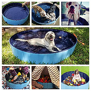 Jasonwell Foldable Dog Pet Bath Pool Collapsible Dog Pet Pool Bathing Tub Kiddie Pool for Dogs Cats and Kids (32inch.D x 8inch.H, Blue)