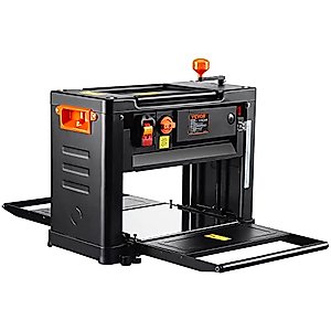 VEVOR Power Benchtop Planers, Three-Blade, Two Speed, 13" Width Worktable Thickness Planer with Extended Infeeding Table, Low Noise for both hard & soft wood material removal