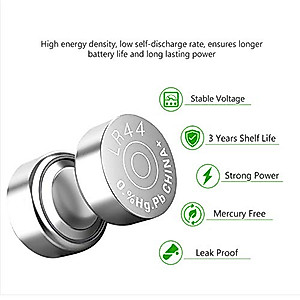 Nightkonic 20 Count - LR44 AG13 357 SR44 A76 303 Battery 1.5V Button Coin Cell Batteries