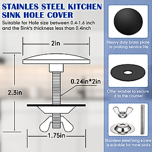 2 Pieces Matte Black Soap Dispenser for Kitchen Sink and 2 Inch Sink Hole Cover Set Countertop Dish Pump Head Sink Soap Dispenser with 17 oz Bottles Stainless Steel Faucet Hole Cover Sink Accessories