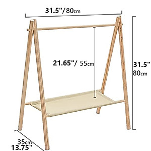 Morimoe Garment Rack for Pets/Dolls/Baby, Hanger Rack, Dress up Storage, Clothes Organizer, Wooden (Beige, Large)