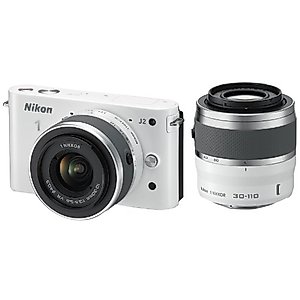 Nikon J2 10.1 MP HD Digital Camera with 10-30mm and 30-110mm VR Lenses (White)
