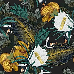 Yullpaper Dark Floral Wallpaper Peel and Stick Vintage Colorful Flower Wallpaper Cabinet Peel and Stick Contact Paper for Cabinets Floral Contact Paper Floral Removable Botanical Wallpaper 17.5"x80"