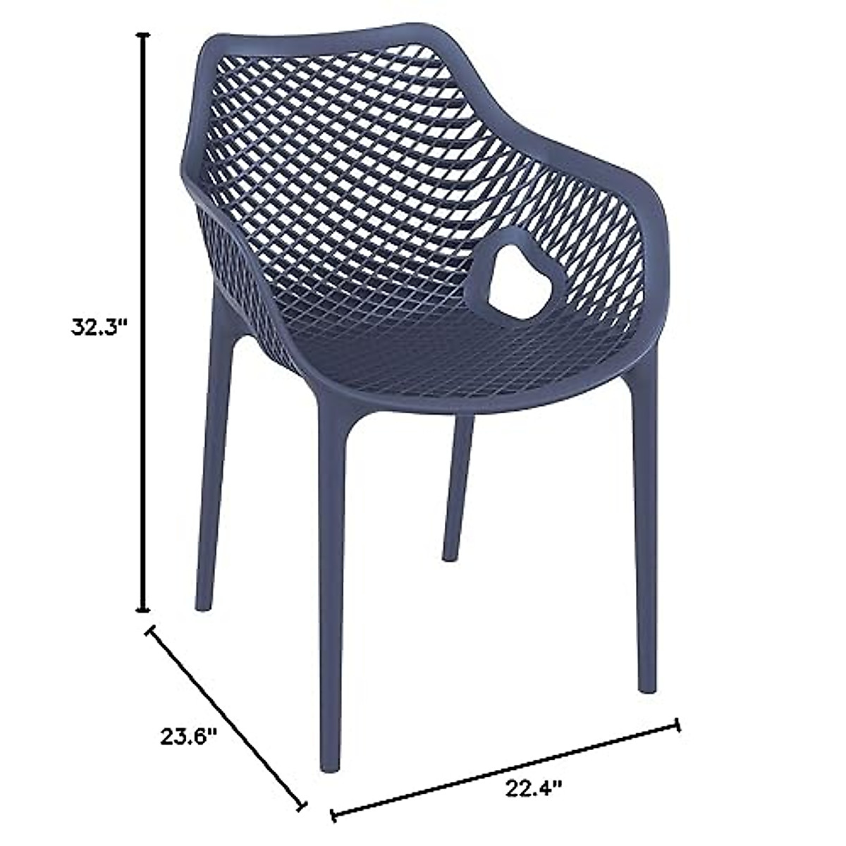 Compamia Air XL Outdoor Patio Dining Arm Chair in Dark Gray (Set of 2)