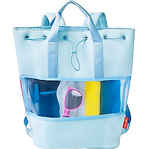 Beach Backpack Lightweight (Blue) - Beach Bags for Women Waterproof Sandproof - Neoprene Drawstring Bag Serves as Gym, Workout, Pool Bag & Beach Bag 