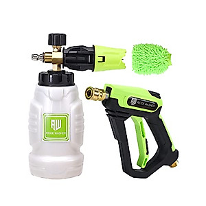 RIDGE WASHER Pressure Washer Gun with Foam Cannon Snow Foam Lance, Foam Gun Kit with 1/4 Inch Quick Connector, 1 Liter, Power Washer Foam Blaster with Car Wash Mitt