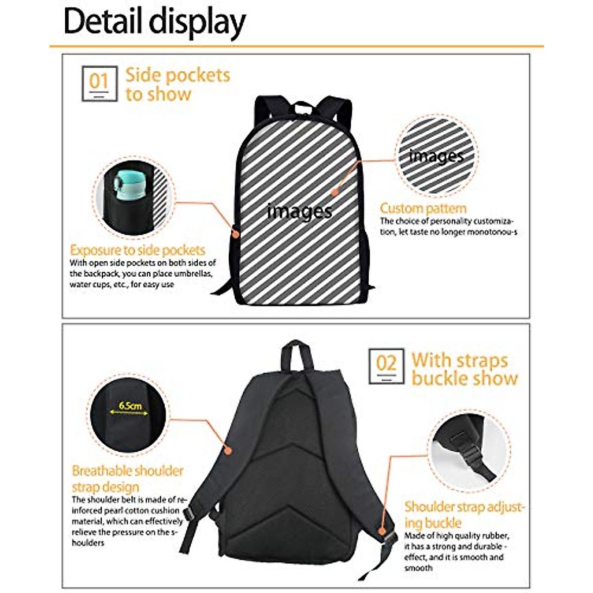 Howilath Cow Sunflower US Flag Teens Backpack Set Girls School Bags, 17 Inch Student Backpack Bookbags Set Vintage School Bag with Pencil Case Lunch Box