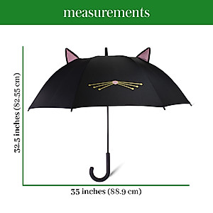 Kate Spade New York Large Lightweight Travel Umbrella, Black Cat
