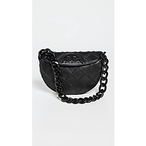 Tory Burch Women's Fleming Soft Mini Crescent Bag, Black, One Size