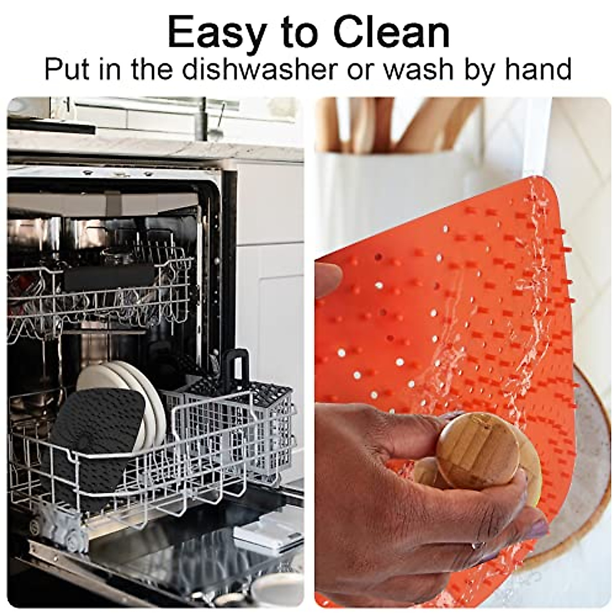 Silicone Air Fryer Liners Square, Air Fryer Accessories Reusable Air Fryer Liners 8 Inch 3 Pack, Air Fryer Silicone Mat, Non-Stick and Heated Food More Evenly, Includes Air Fryer Magnetic Cheat Sheet