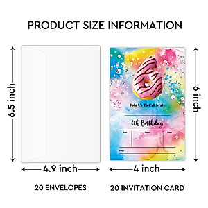 6th Tie Dye Candy Chocolate Birthday Party Invitations Cards with Envelopes, Rainbow Pink Stars Party Invitations, Birthday Celebration Supplies, Double-sided Fill-in bday Invites for Boys Girls- B02