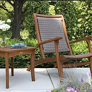 Outdoor Interiors All Weather Eucalyptus Driftwood Patio Lounger Chair, Grey Wicker