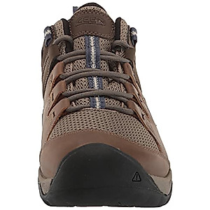 KEEN Women's Steens Vent Low Height Breathable Hiking Shoes, Shitake/Crown Blue, 8