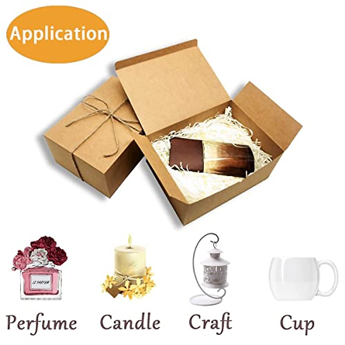 Brown Gift Box with Lids 10Pack 9x6.5x4 Inches, Kraft Gift Boxes for Christmas, Bridesmaid Proposal Gifts, Wedding, Birthday Party, Graduation, Easy Assembly Box With 66 Feet Twine